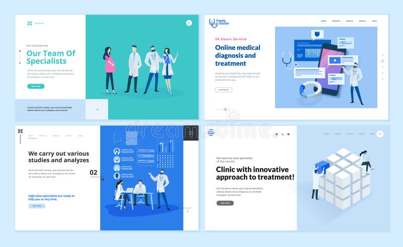 Set of Web Page Design Templates on Medicine and Health Care Stock ...