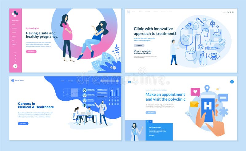 Set of Web Page Design Templates on Medicine and Health Care Stock ...