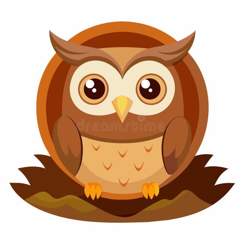 Vector Illustrator a Owl on Round Wood Frame Stock Vector ...