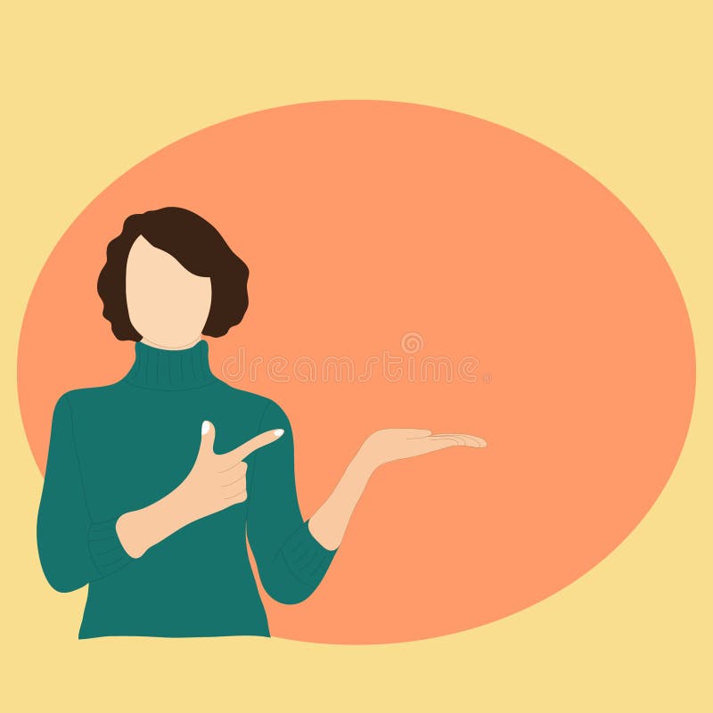 Vector Illustrator of a Woman Standing while Presenting Something. Flat ...