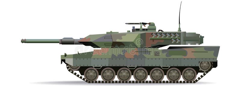 Vector Ilustration of a Modern Military Tank, Side View Stock Vector ...