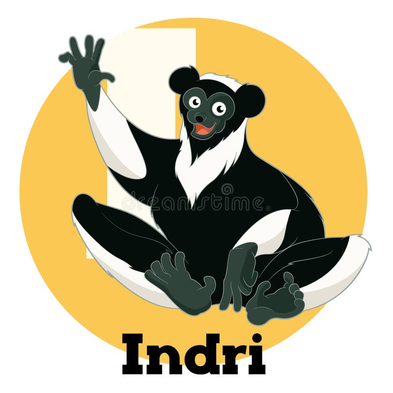 ABC Cartoon Indri stock vector. Illustration of card - 90015660