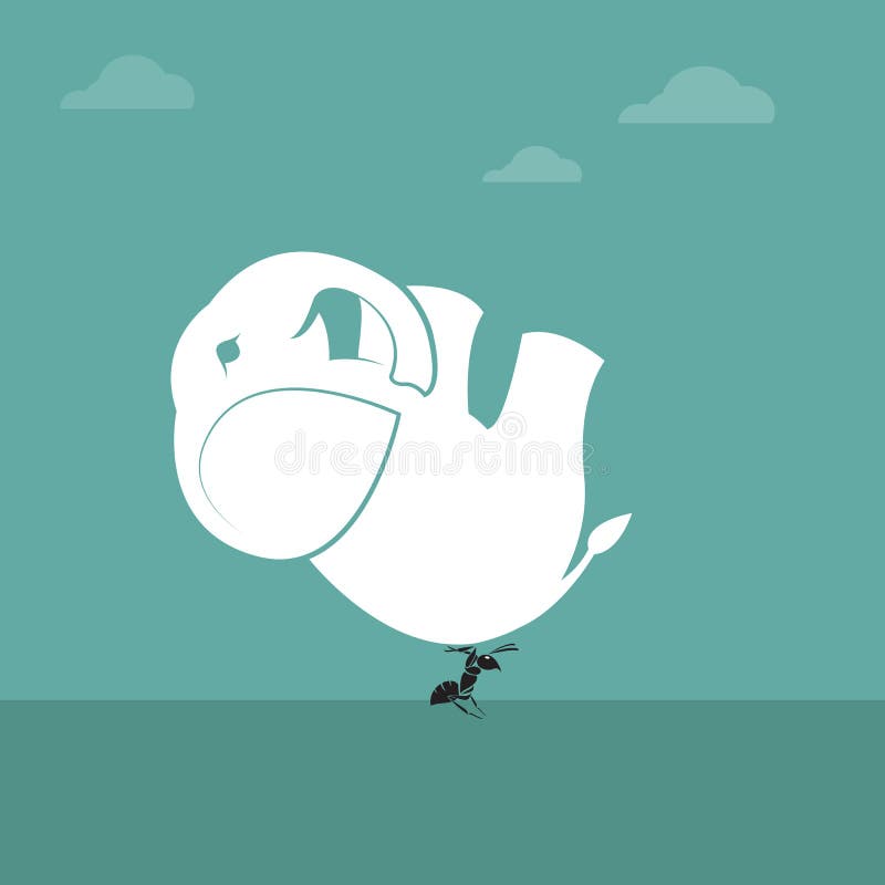 Vector Image of Ant Lifting an Elephant. Stock Vector - Illustration of ...