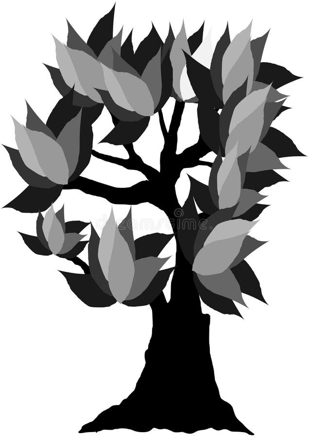 Vector Image. an Artistic Cartoon Tree in the White Background Stock ...