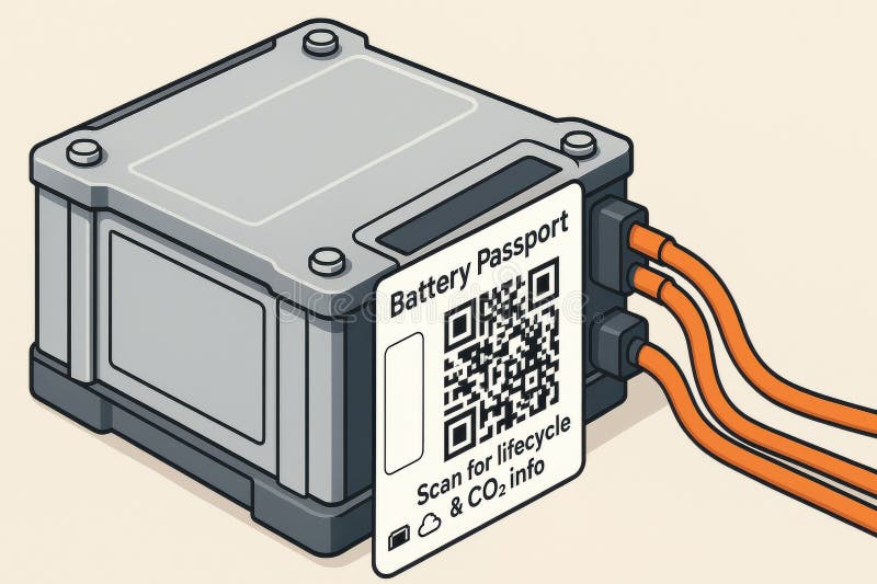 Vector Image of Battery Module with QR-enabled Passport Label for ...