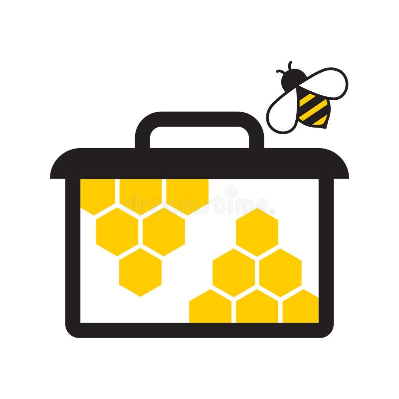 Vector Image of Bee Farm Honeycomb Cassette and Bee Collecting Nectar ...