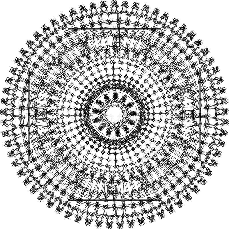 Vector Image. Black and White Circle Line in Mandala Pattern with a ...