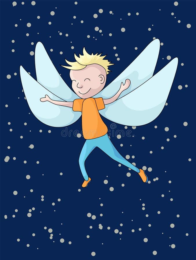 Vector Image of a Boy with Wings Stock Vector - Illustration of wings ...
