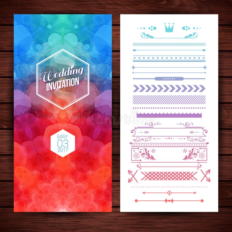 Vector Image of Bright Rectangular Wedding Invitation Stationery Stock ...