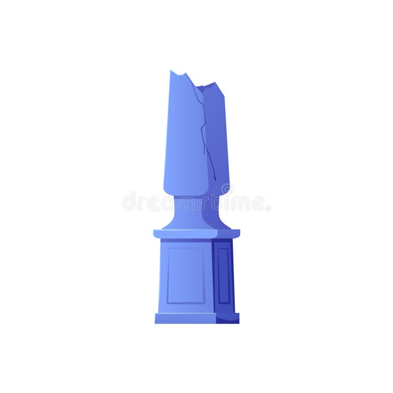 Vector Image of a Broken Blue Column in Roman Architecture on a White ...