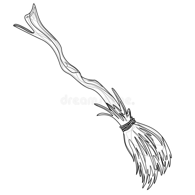 Vector Image of a Broom in Detailed Lines. Concept. Outline Style. EPS ...