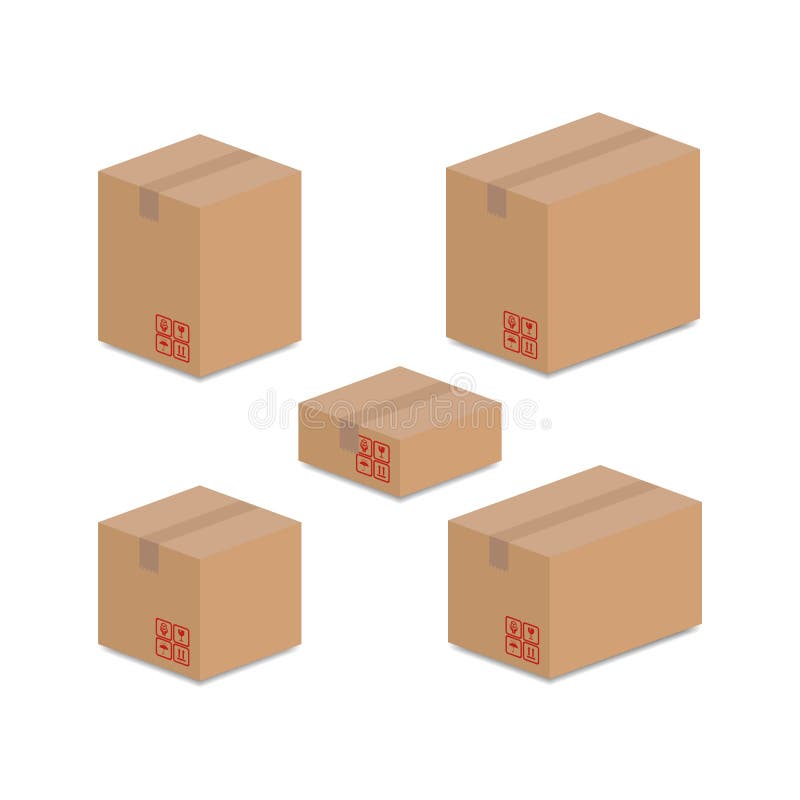 Vector Image, Brown Parcel Box with Red Logo Stock Illustration ...
