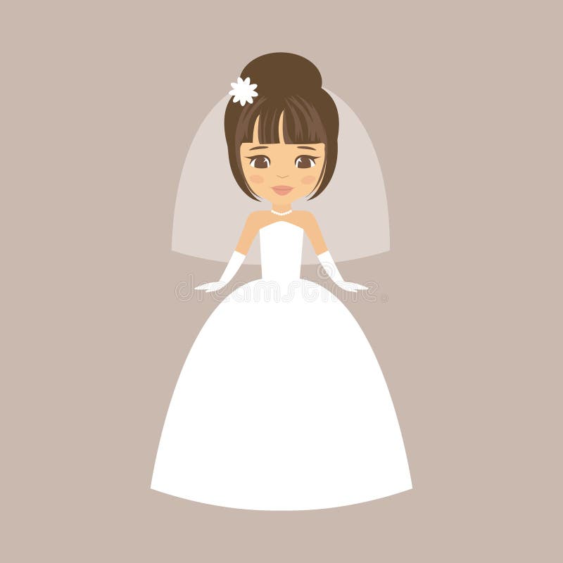 Cartoon cute bride stock vector. Illustration of marriage - 100318199