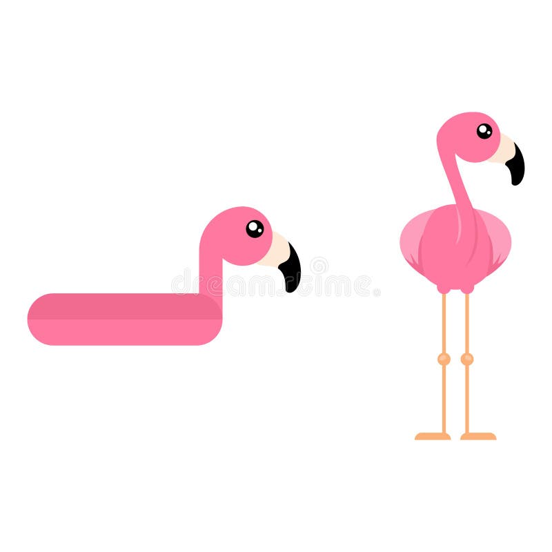 Cartoon Cute Flamingo and Flamingo Float Vector Stock Vector ...