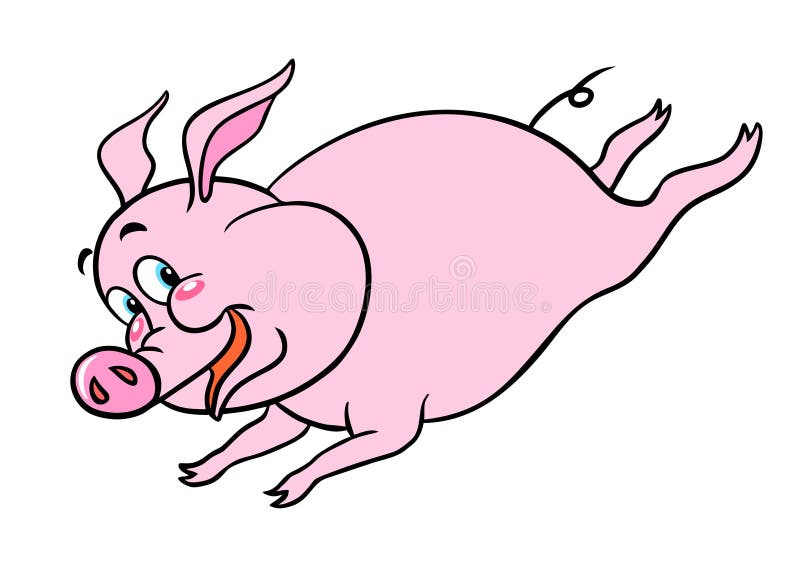 Vector Image of a Cheerful Pink Pig, Isolated on White. Pink Cartoon ...