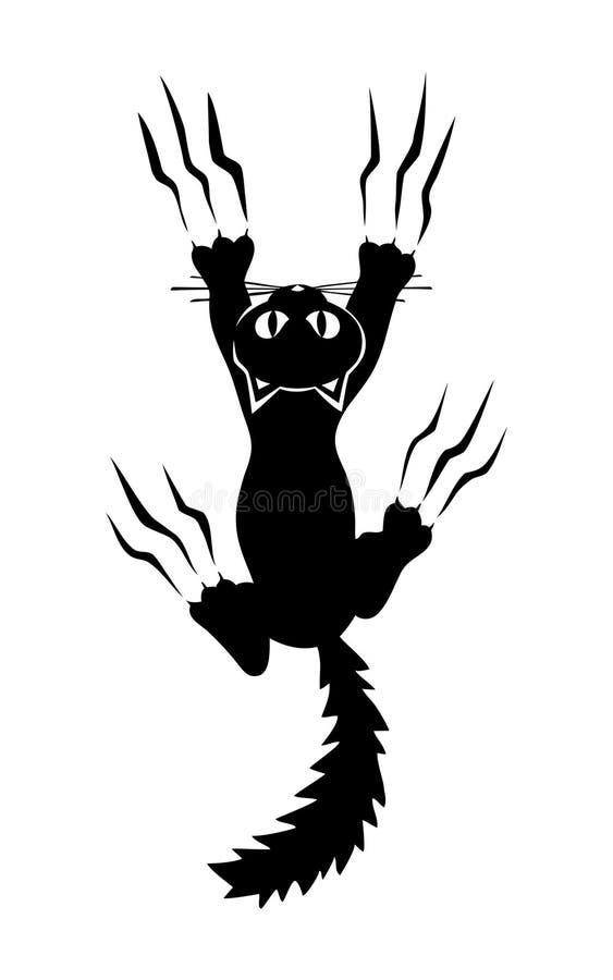 Vector Image of Climbing Cat. Black and White Drawing. Print. Popular ...