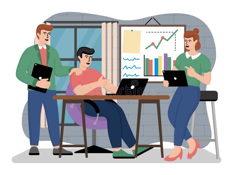 Vector Image of Company Managers Develop New Business Ideas Stock ...