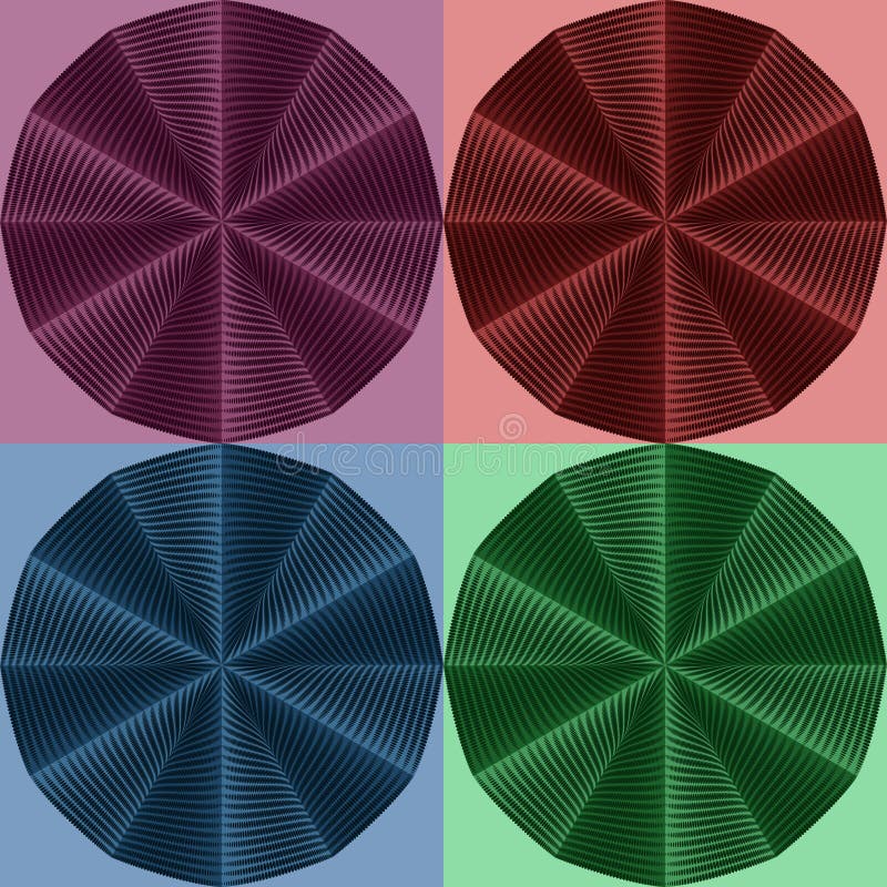 Vector Pattern Consisting of Complex Round and Oval Shapes. Green, Red ...