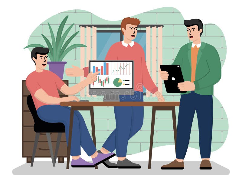 Vector Image of Corporate Team Working in the Office Stock Vector ...