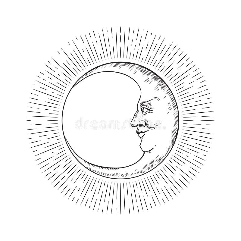 Vector Image of a Crescent Moon. Moon Face Stock Vector - Illustration ...