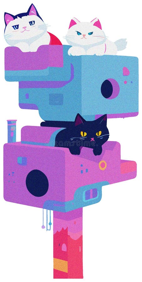 Vector Image, Cute Cats Playing in Cat House Stock Illustration ...