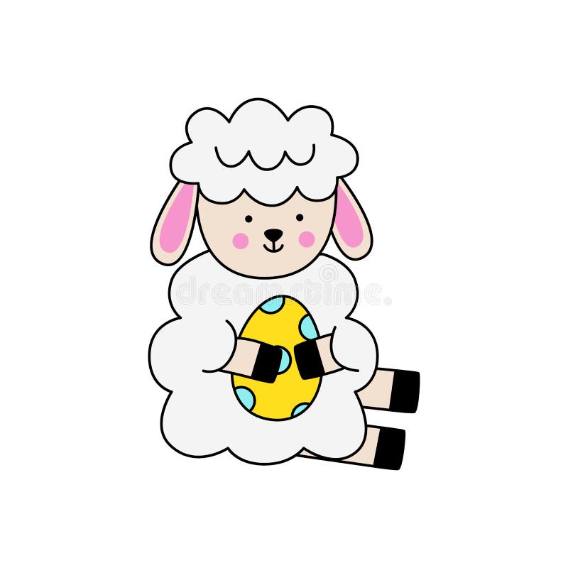 Vector Image of Cute Easter Sheep Holding Egg. Stock Vector ...