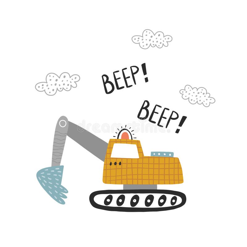 Vector Image of Cute Excavator and Beep Text Stock Vector ...