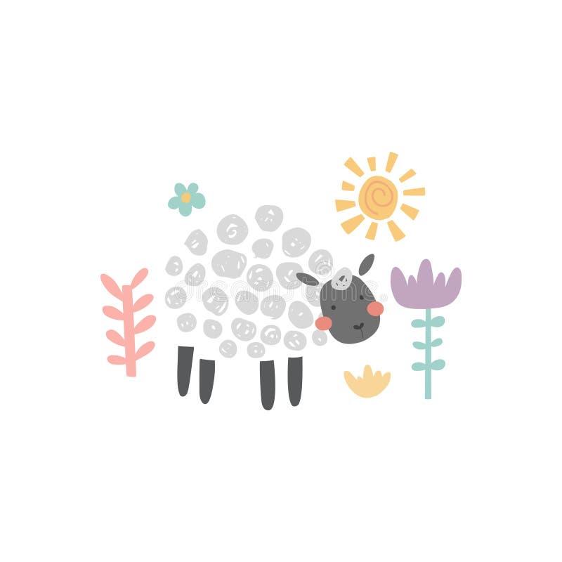 Vector Image of a Cute and Simple Sheep Stock Vector - Illustration of ...