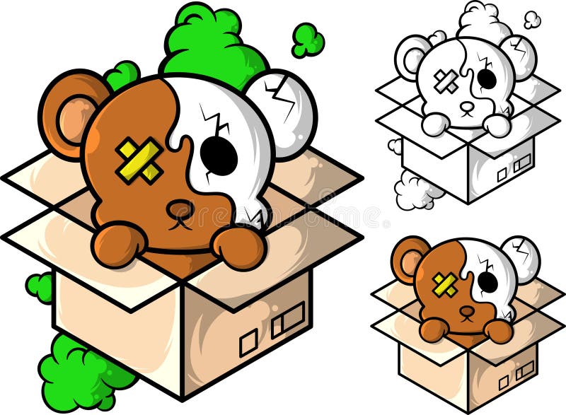 Cute Half-Skull Teddy Bear in Box â€ Dark yet Adorable Vector ...