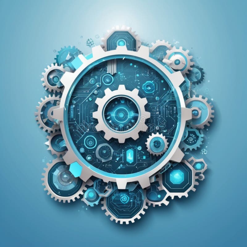 This Vector Image Depicts an Engineering, High-tech Digital Technology ...