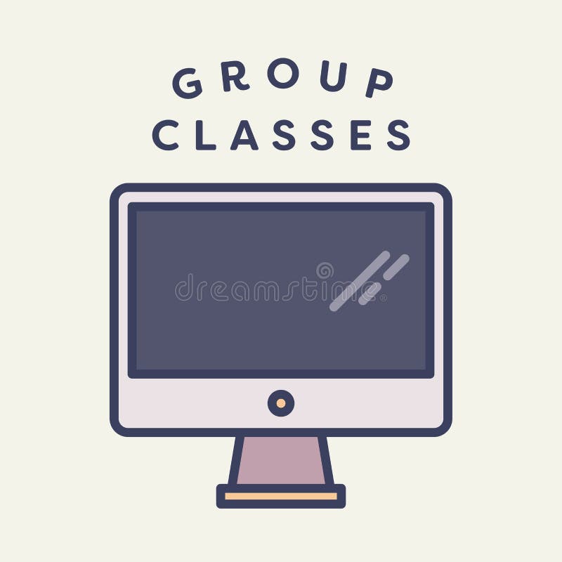 Vector Image of Desktop Pc with Text Group Classes Stock Vector ...