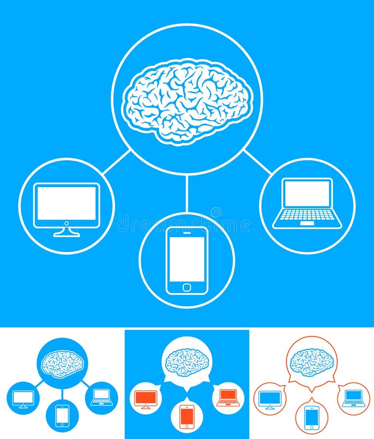 Vector Image of Devices Connected To Central Brain Stock Vector ...