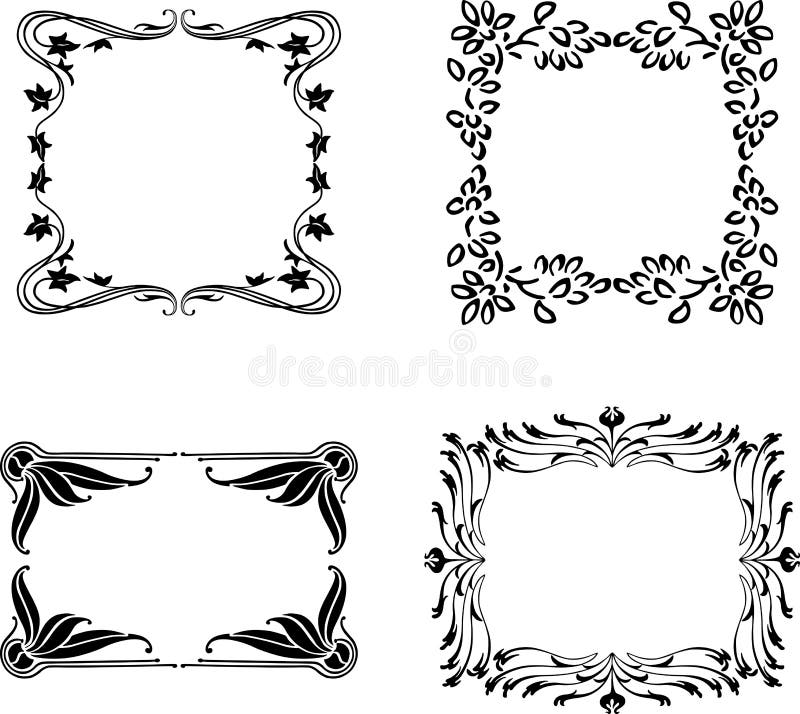 A Set of the Various Floral Frames Stock Vector - Illustration of ...