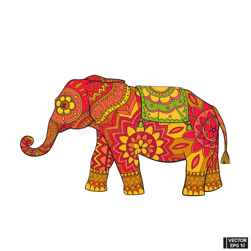 Colorful Tribal Elephant Drawing