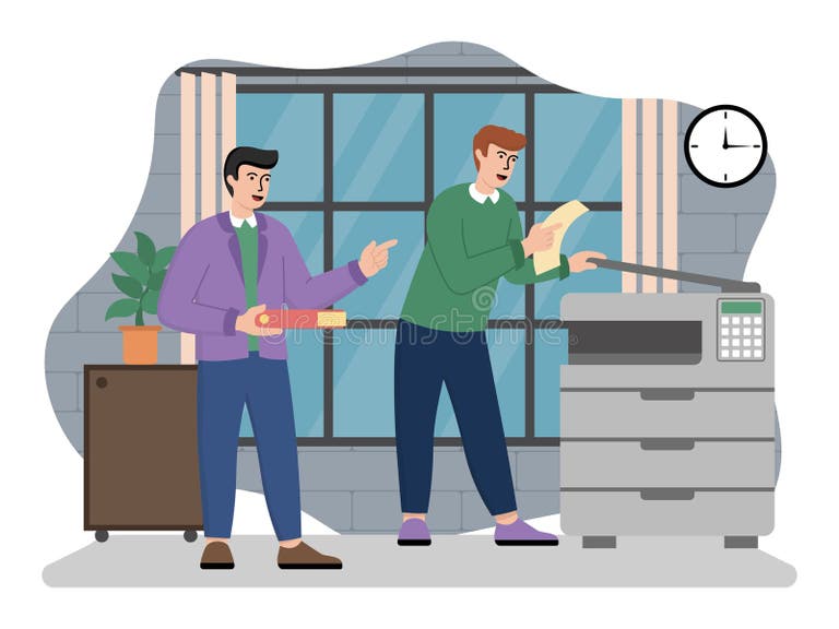 Vector Image of Employees Make Copies of Documents Stock Vector ...