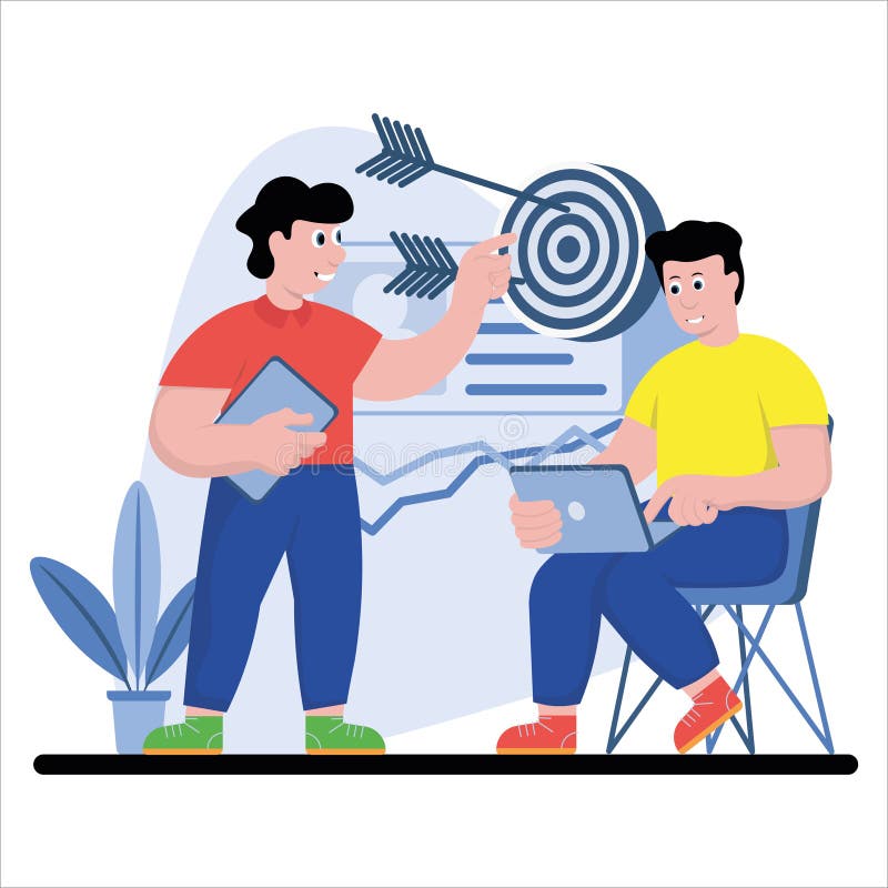 Vector Image with Employees in the Office are Engaged in Business ...