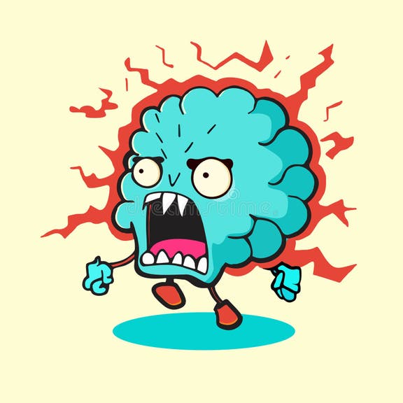 Vector Image of an Evil Brain. Brain on Legs Surrounded by Red ...