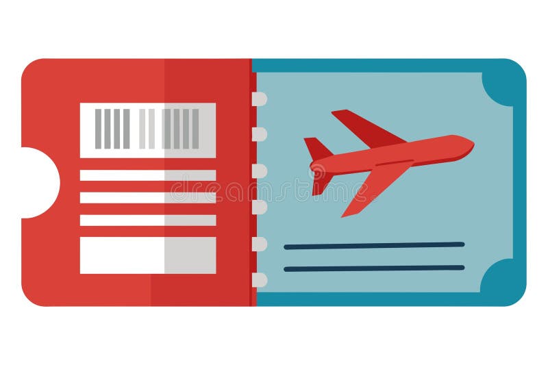 Vector Illustration of an Airline Ticket Design with a Red Airplane ...