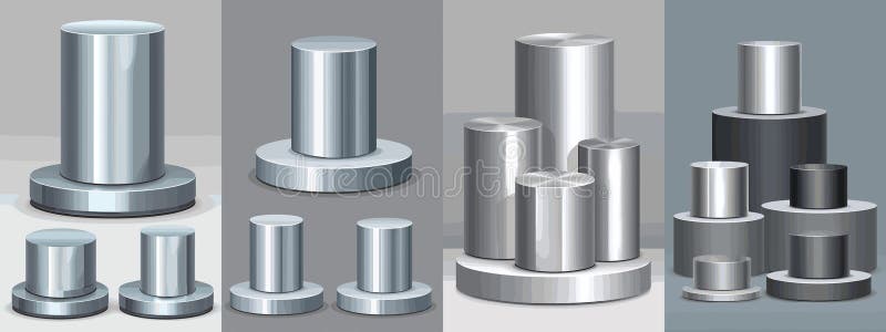 Shiny Metallic Cylinders Stock Illustrations – 654 Shiny Metallic ...