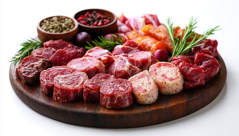 "Meat Assortment Different Raw Meat Isolated on White Background" Stock ...