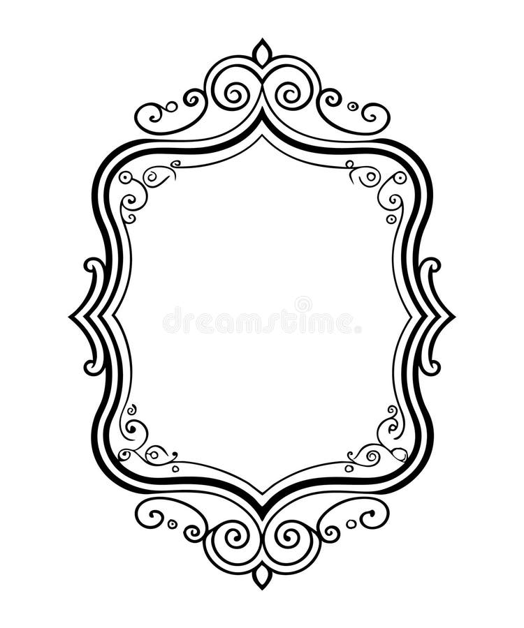 Elegant Black Outline Frame with Ornate Flourishes, Decorative Vector ...