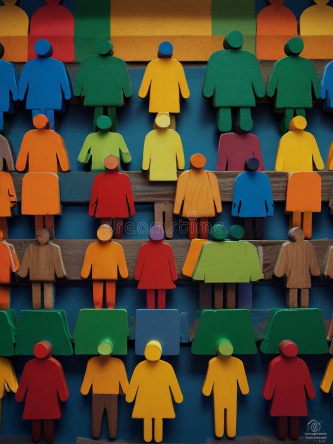 Vector Image of Figures of People Standing in a Row Stock Image - Image ...