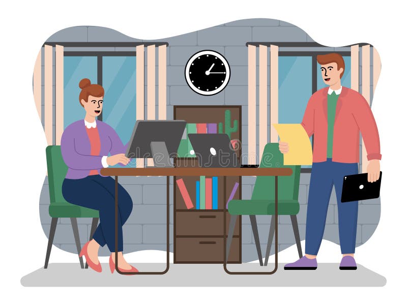 Vector Image of Financial Director Reports on the Work Done Stock ...