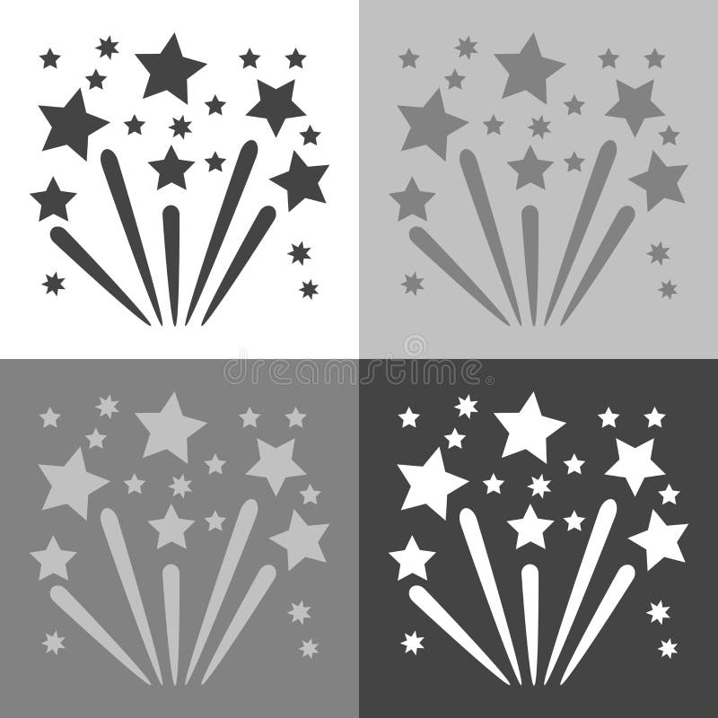 Vector Image of Fireworks. Icon Set Celebratory Fireworks on White-grey ...