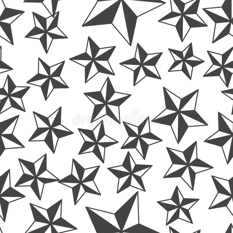 Vector Image Five-pointed Star. Star Seamless Pattern on a White ...