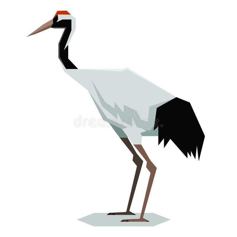 Flat Polygonal Red-crowned Crane Stock Vector - Illustration of crown ...