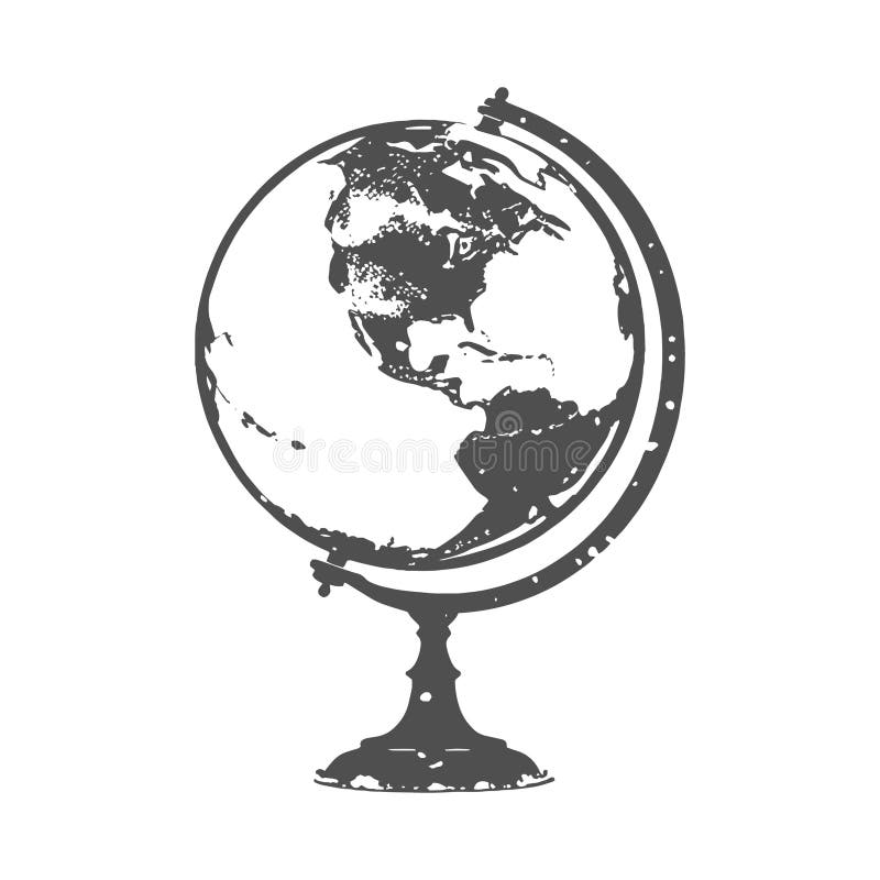 Vector Image of the Globe in the Style of Engraving Stock Vector ...