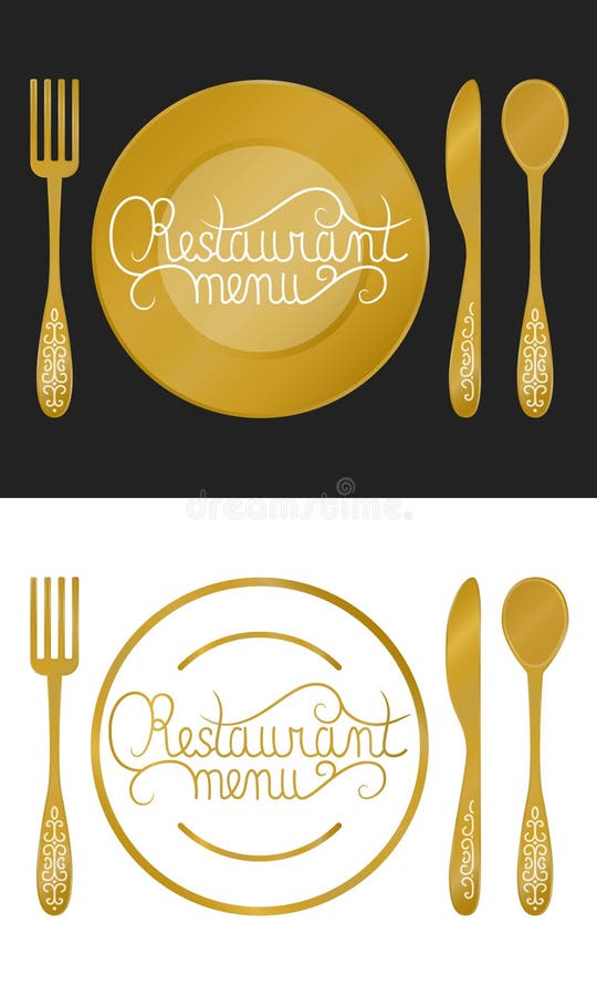 Vector Image with Gold Cutlery and Restaurant Menu Stock Vector ...