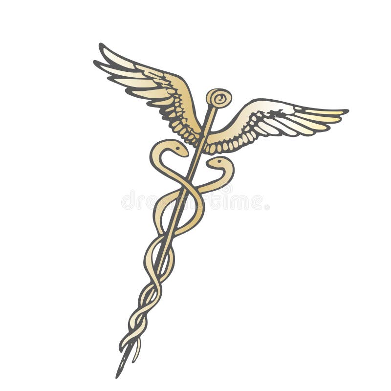 Vector Image of the Golden Ancient Caduceus Rod Stock Vector ...