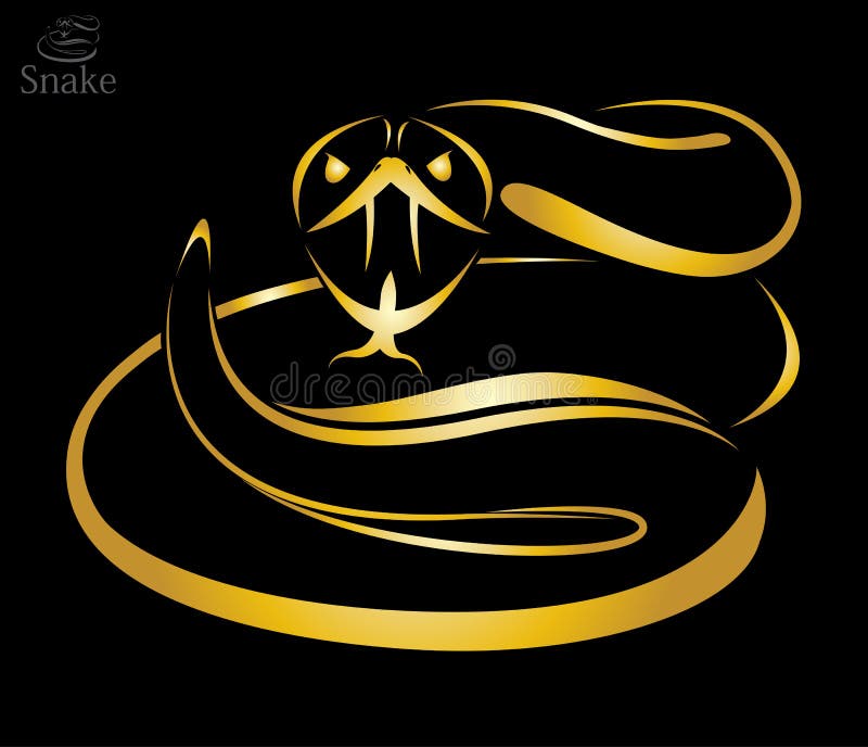 Golden Anaconda Snake Medallion Stock Vector - Illustration of elegance ...